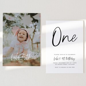 Minimalist First Birthday Invitation Template 1st Birthday Invitation ...