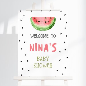 One in a Melon Welcome Sign, Editable Watermelon Theme, Cute Girls ...