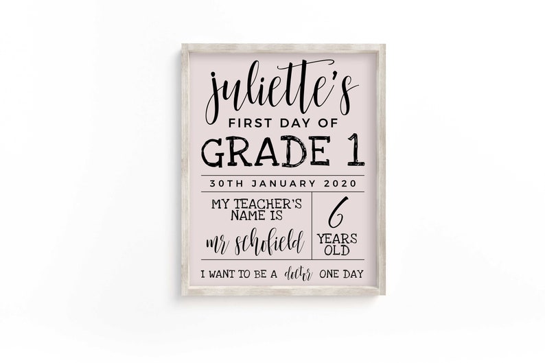 First Day Grade 1 Sign, Printable First Day Sign, Editable Back to ...