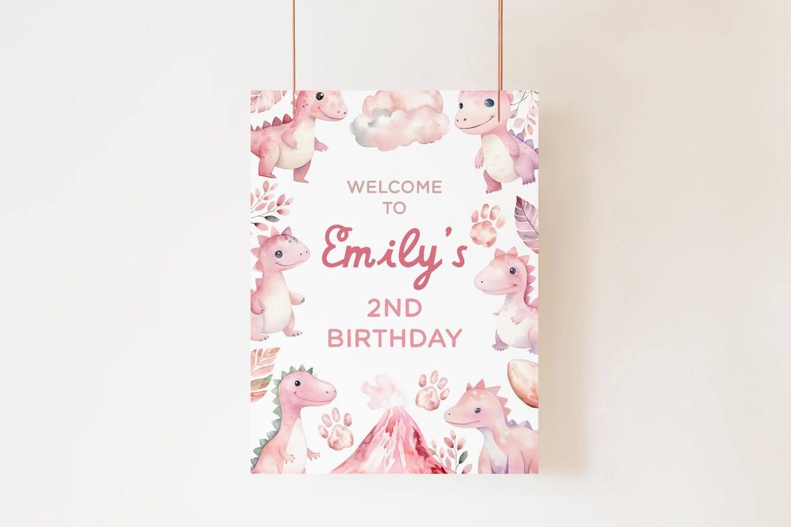 Dinosaur Welcome Sign, Editable Template Printable Instant Download ...