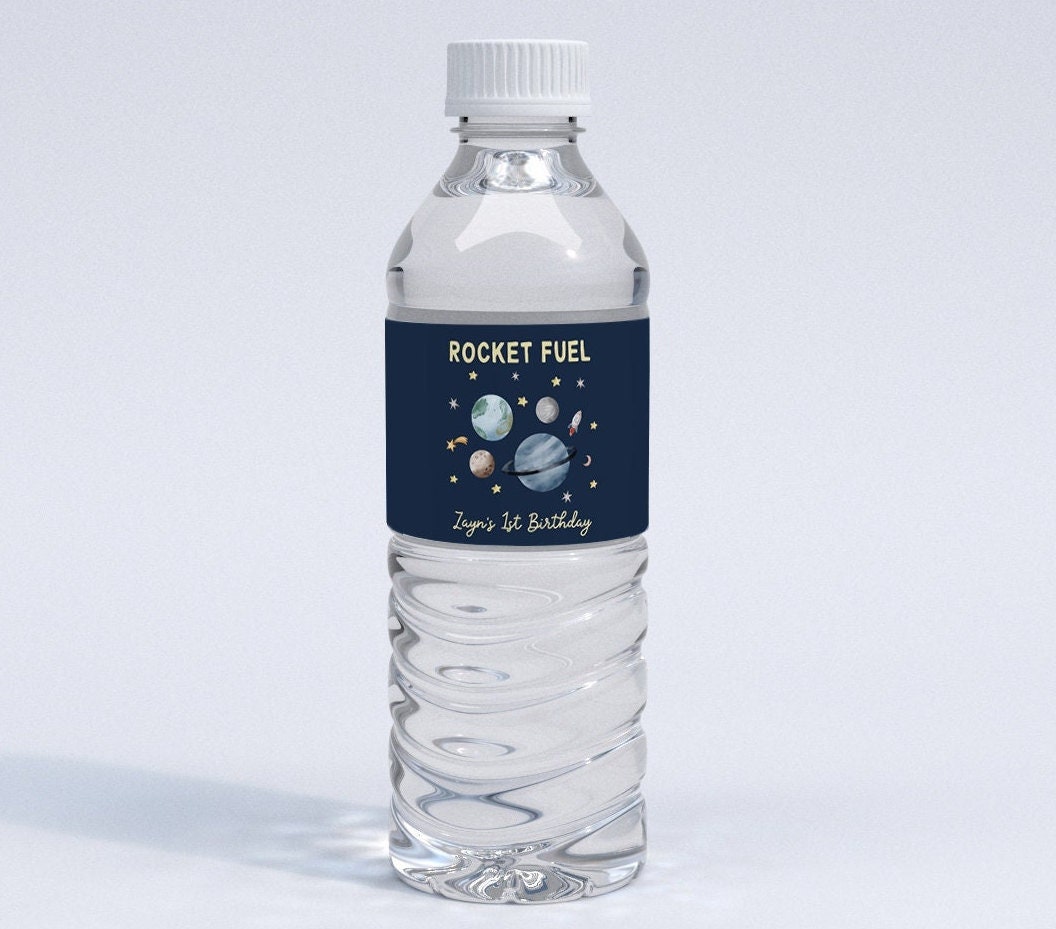 Editable Outer Space Water Bottle Labels Astronaut Party Decor Space ...