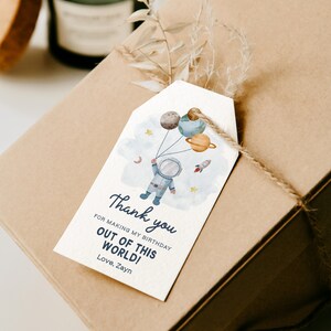 Editable Outer Space Favor Tags Space Birthday Thank You Label ...