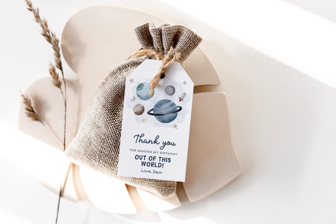 Editable Outer Space Favor Tags Space Birthday Thank You Label ...