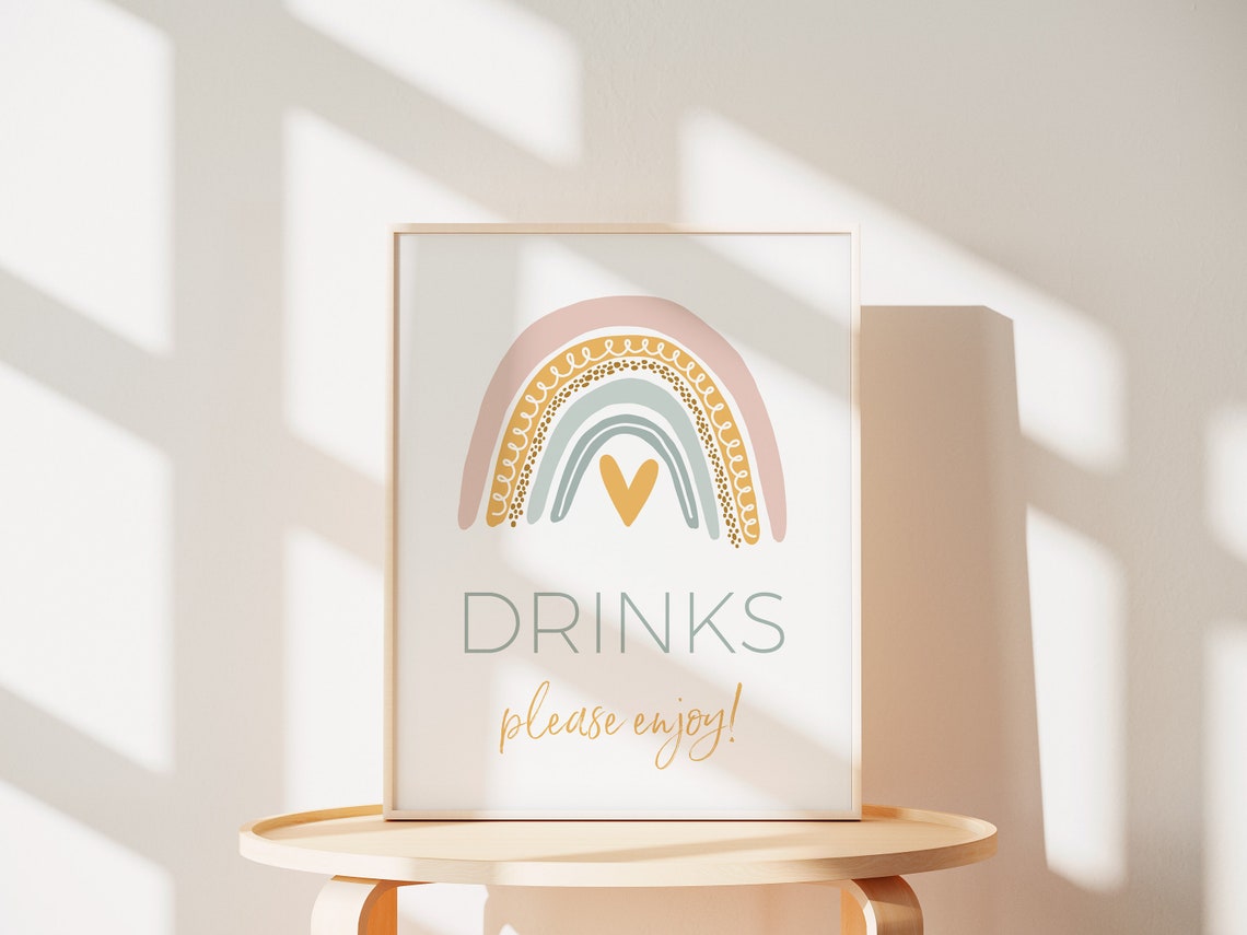 Rainbow Drinks Table Sign INSTANT DOWNLOAD Printable Table - Etsy