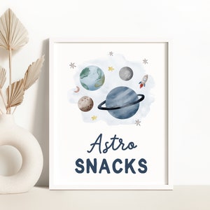 Astro Snacks Space Party Sign Outer Space Birthday Sign Astronaut ...