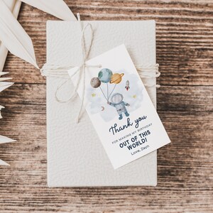 Editable Outer Space Favor Tags Space Birthday Thank You Label ...