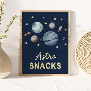 Astro Snacks Space Party Sign Outer Space Birthday Sign Astronaut ...