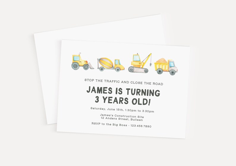 Editable Construction Invitation Construction Birthday - Etsy