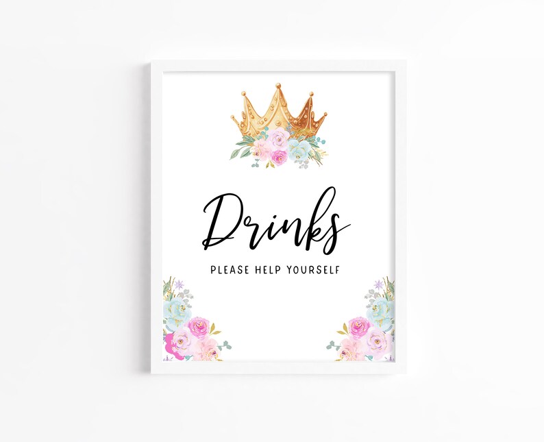 Editable Princess Party Sign Template Drinks Table Sign - Etsy Australia