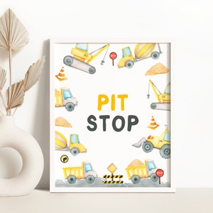 Construction Themed Party Sign Editable Template, Personalized Pit Stop ...