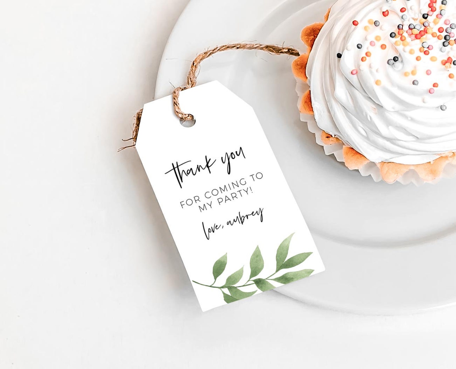Editable Thank You Tag Birthday Party Favor Tag Modern Leaf - Etsy