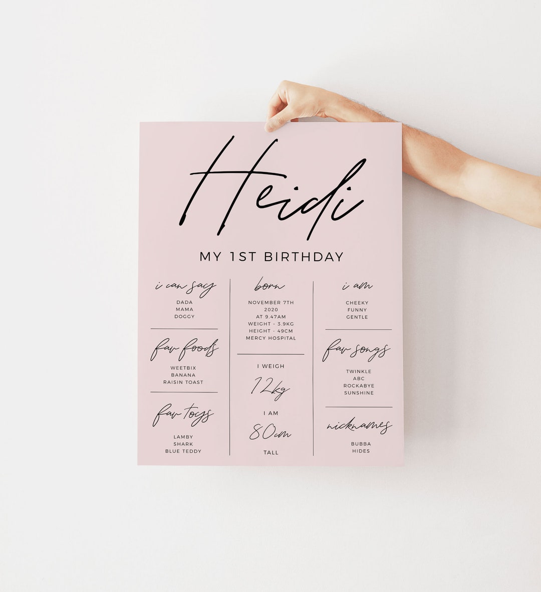 Editable Baby Milestone Board Template, Custom 1st Year Milestone ...