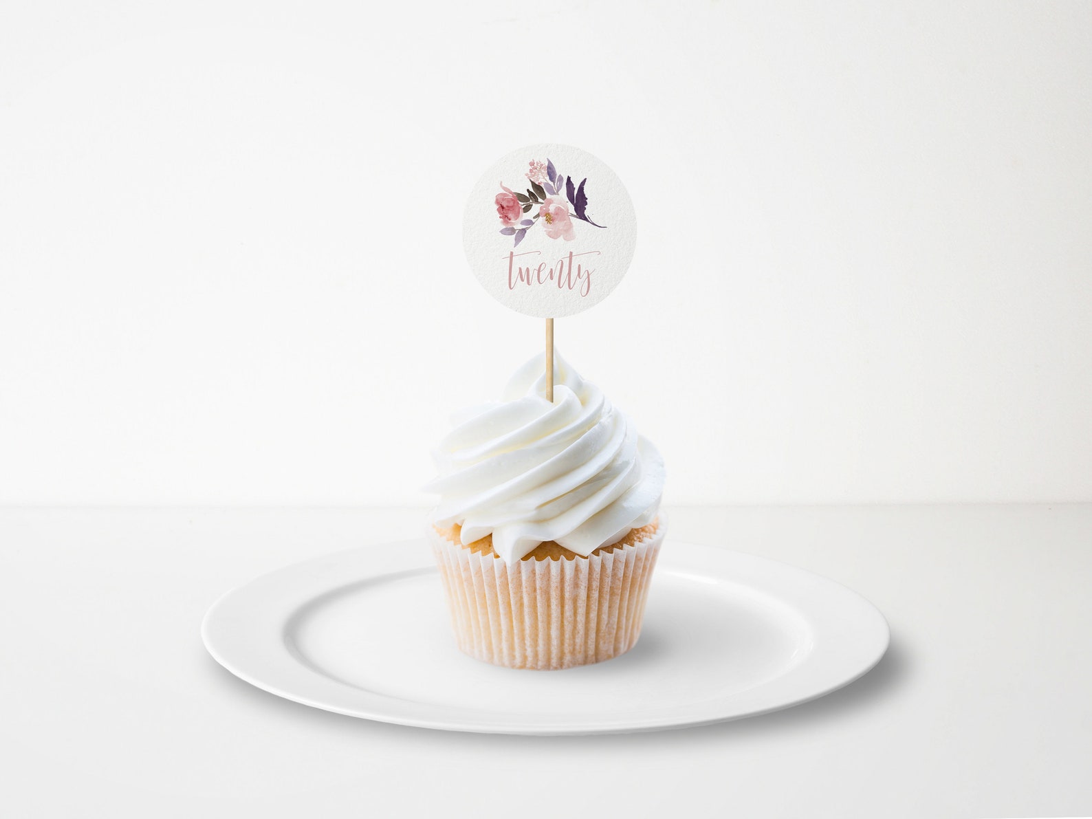 Floral Cupcake Toppers INSTANT DOWNLOAD Printable Template Flower ...