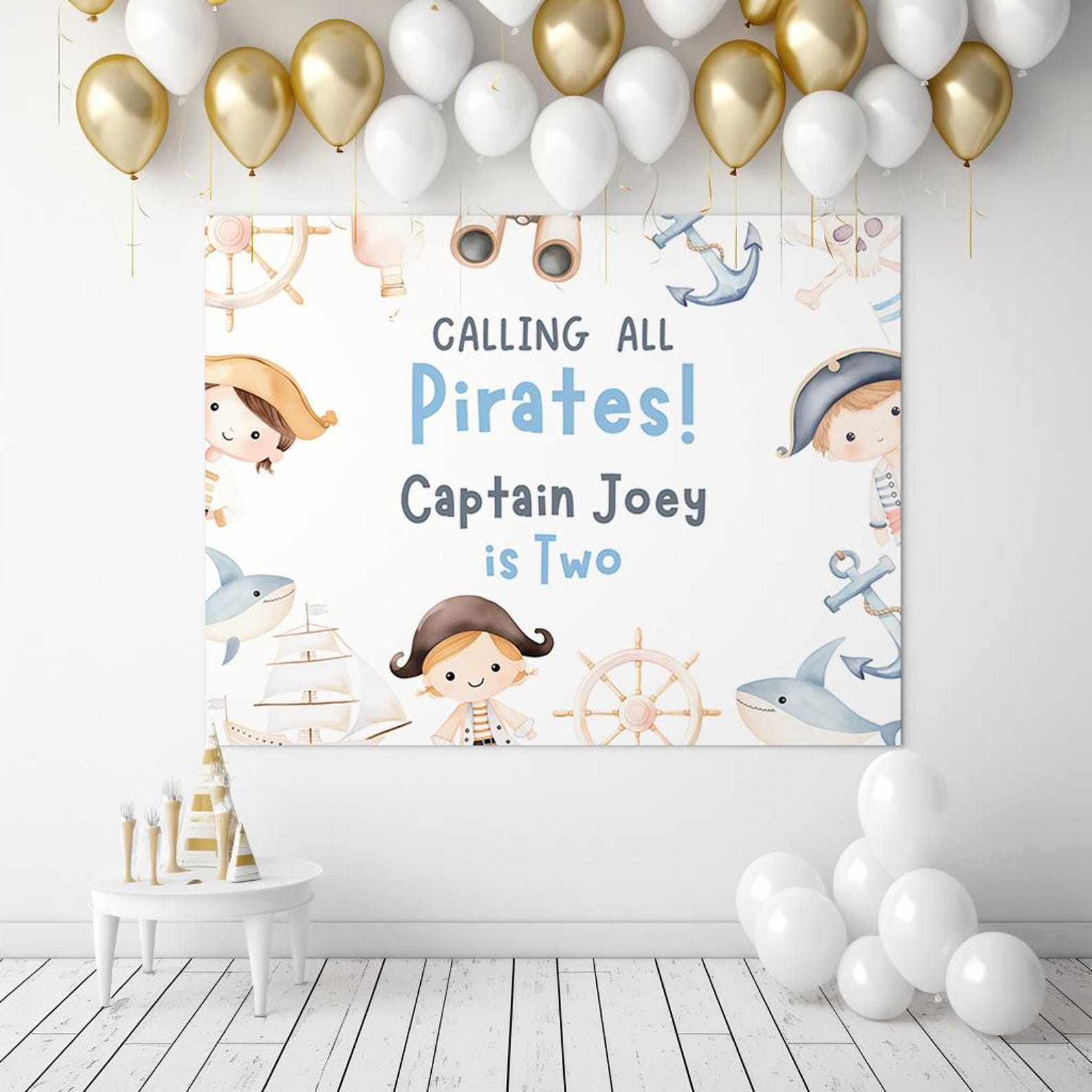 Pirate Backdrop Banner, Editable Template Printable Instant Download ...