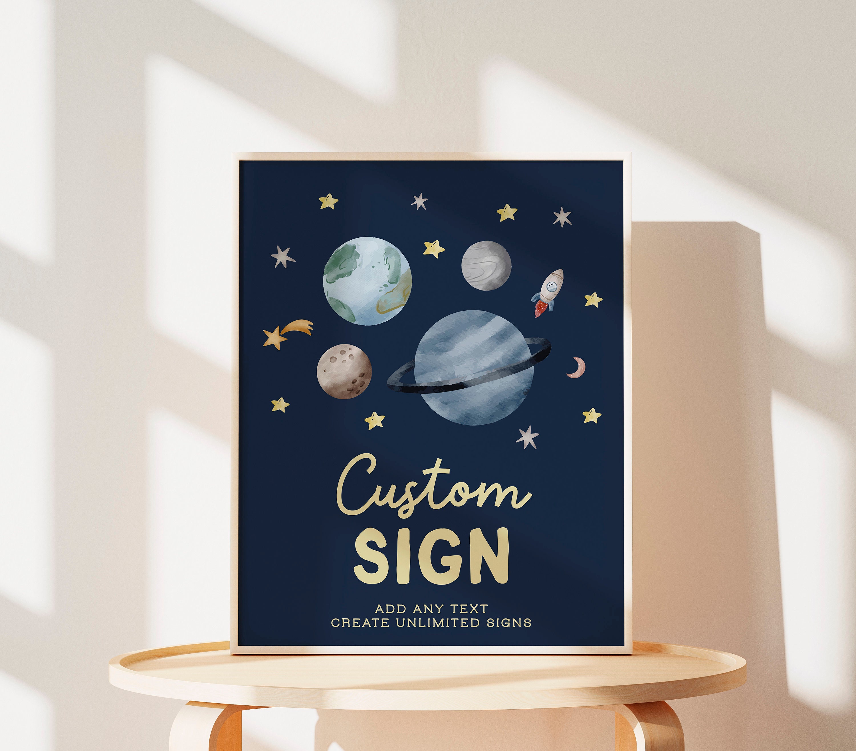 Editable Space Birthday Party Sign Astronaut Galaxy Planet - Etsy Australia