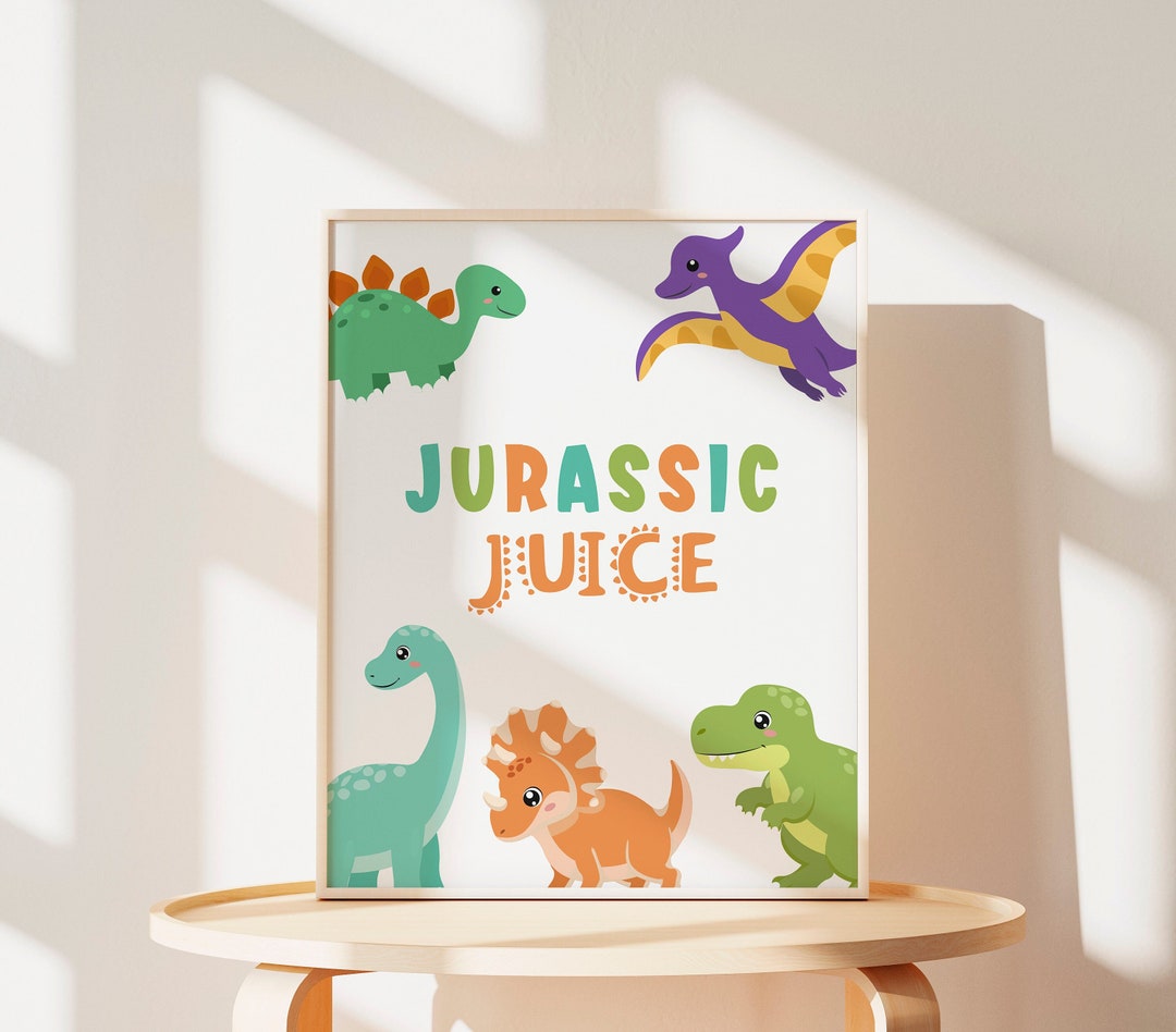 Dinosaur Party Sign, Jurassic Juice Drinks Table Birthday Sign T-rex ...