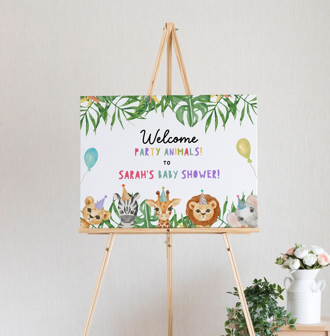 Safari Baby Shower Welcome Sign Template, Baby Shower Sign, Jungle ...