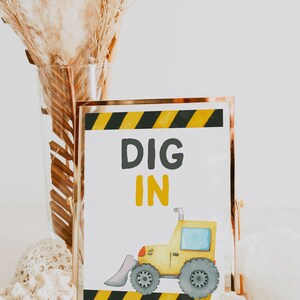 Dig in Construction Birthday Sign, Food Table Sign, Construction Truck ...