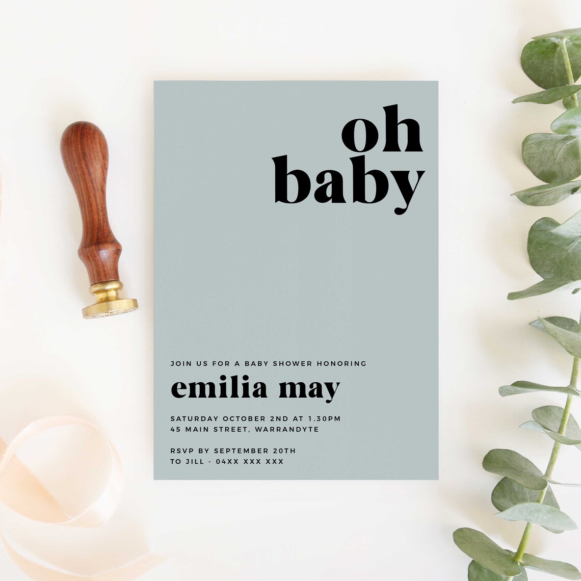 Blue Baby Shower Invitation INSTANT DOWNLOAD Template - Etsy