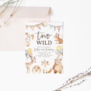 EDITABLE Woodland Invitation, Forest Animals Party 2nd Two Wild ...