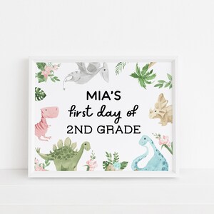 First Day of School Sign - Dinosaur Editable Template, Instant Download ...