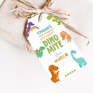 Editable Dinosaur Birthday Favor Tags, Printable Dinosaur Thank You Tag ...