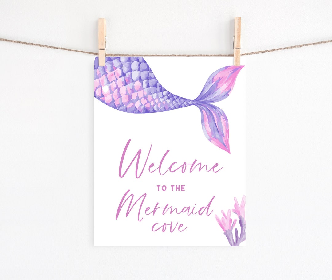 Mermaid Party Sign Welcome Mermaids Birthday Party Sign Under the Sea ...