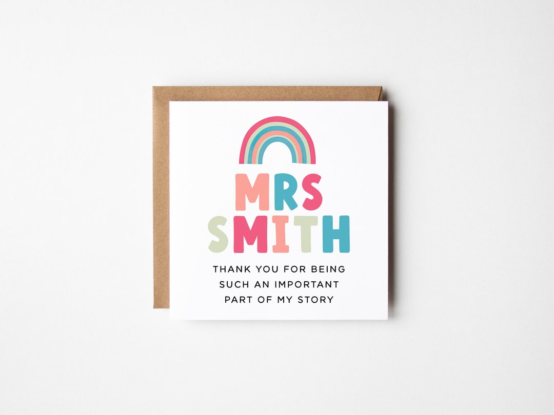 Teacher Appreciation Card, End of School Year Card Personalised ...