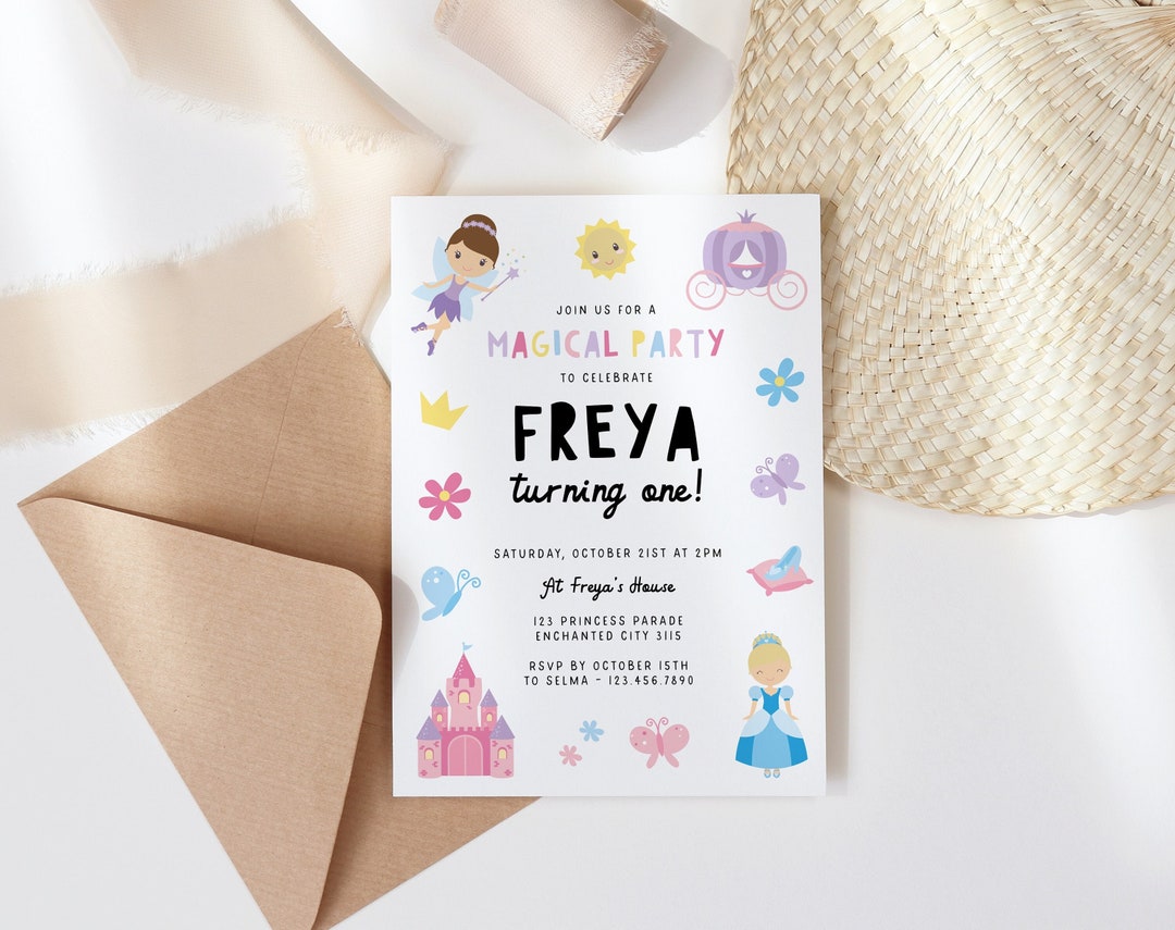 Editable Princess Fairy Girls Birthday Invitation, Printable Instant ...