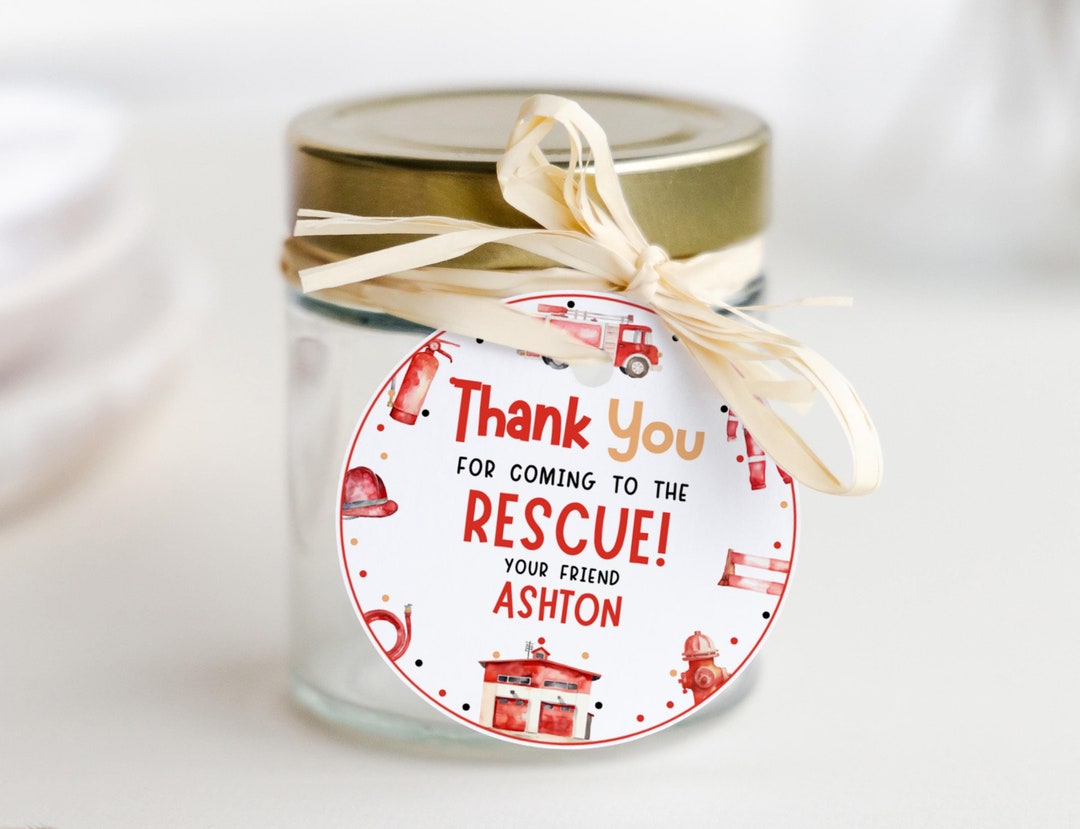 Fireman Thank You Tag, Editable Template Printable Instant Download ...