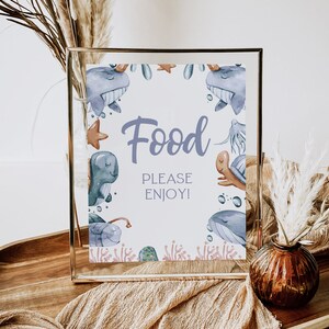 Food Table Sign, Under the Sea Ocean Animal Whale Fish Turtle Nautical ...