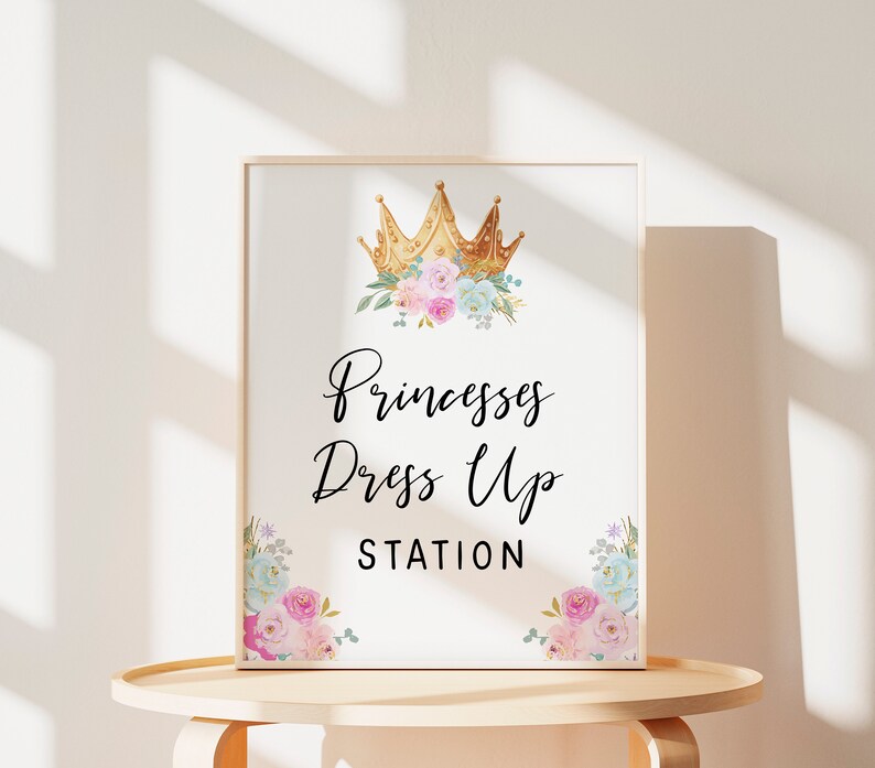 Editable Princess Party Sign Template Princess Dress up - Etsy