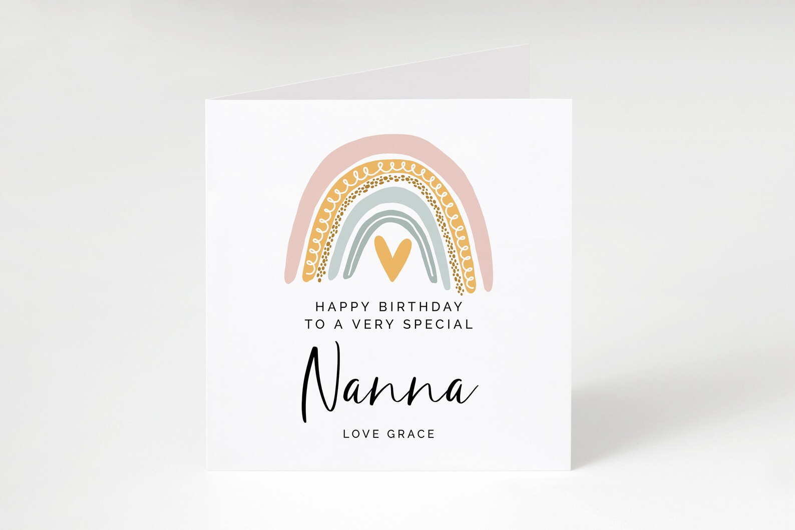 Happy Birthday Nanna Card - Pastel Rainbow Editable Template, Printable ...