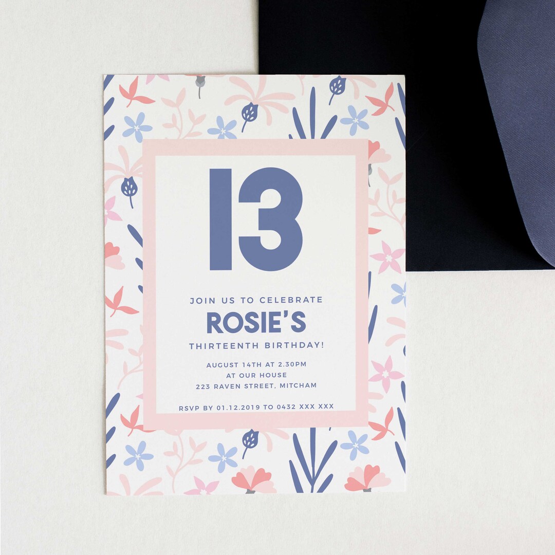 Editable Teen Birthday Invitation Printable Instant Download, Modern ...