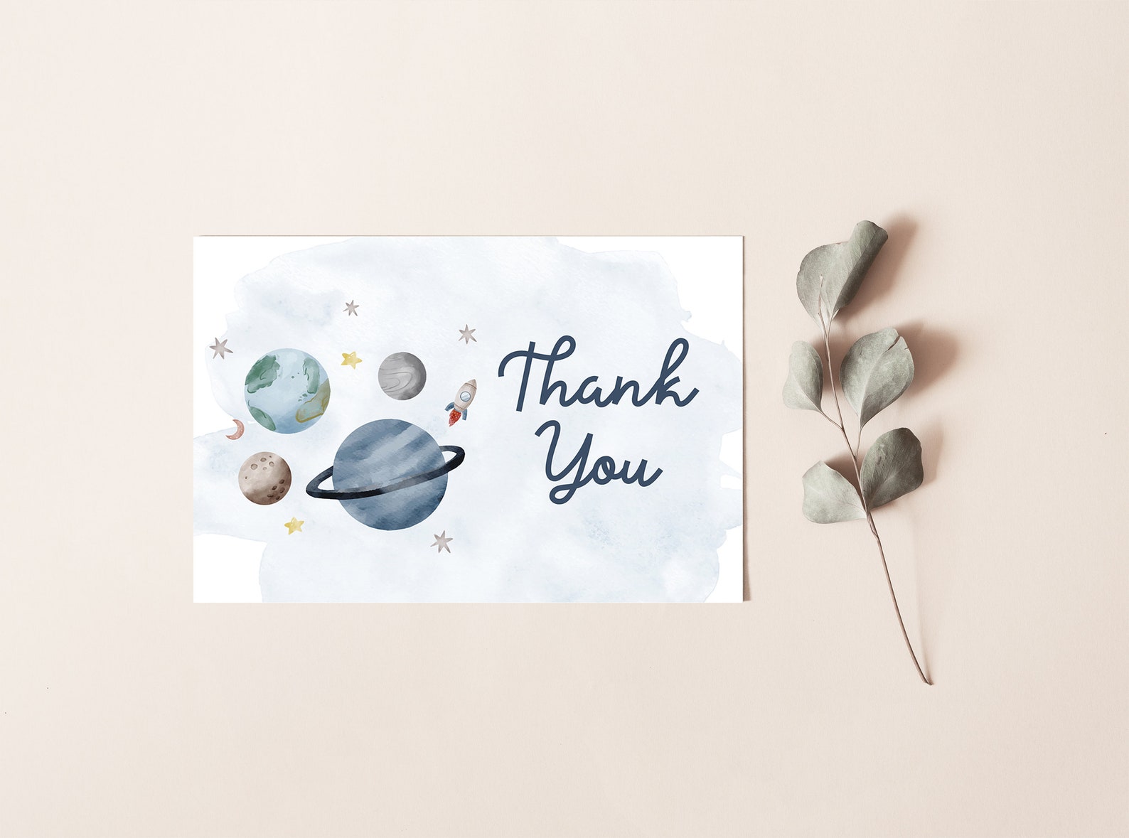 Editable Space Birthday Thank You Card Astronaut Planets to the Moon ...