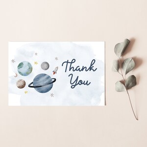 Editable Space Birthday Thank You Card Astronaut Planets to the Moon ...