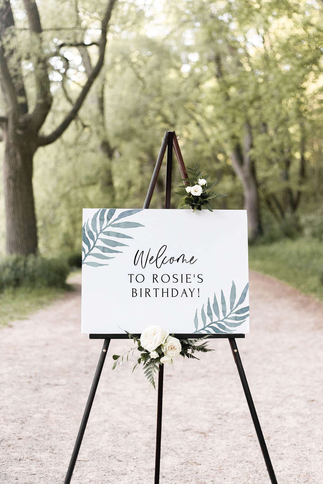 Modern Welcome Sign, Palm Leaf Botanical Watercolor Entrance Poster ...