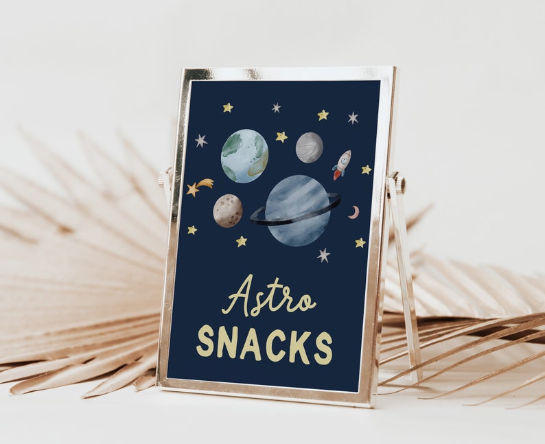 Astro Snacks Space Party Sign Outer Space Birthday Sign Astronaut ...