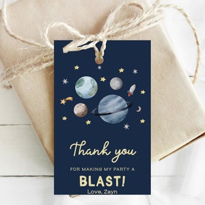 Editable Outer Space Favor Tags Space Birthday Thank You Label ...
