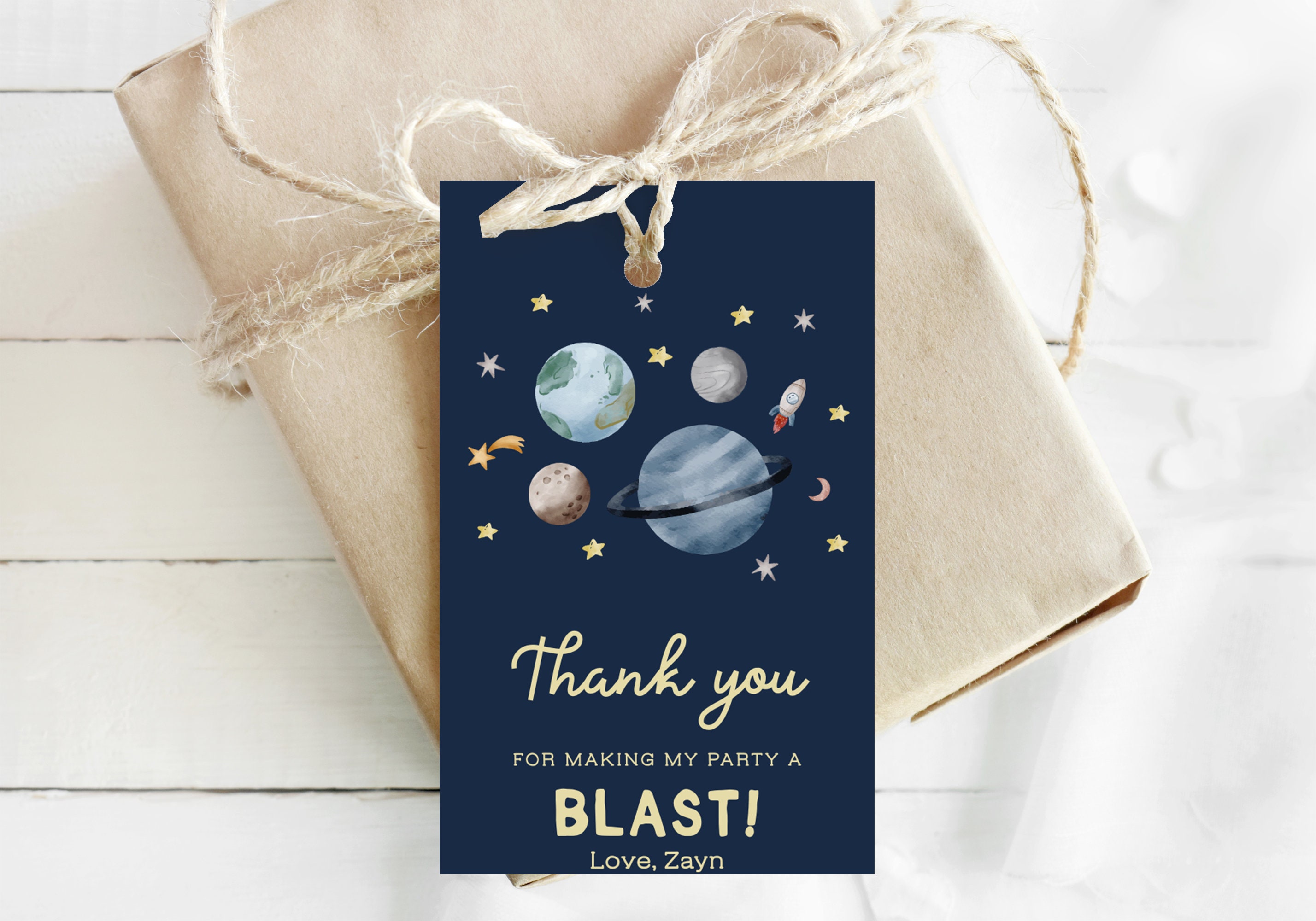 Editable Outer Space Favor Tags Space Birthday Thank You Label ...