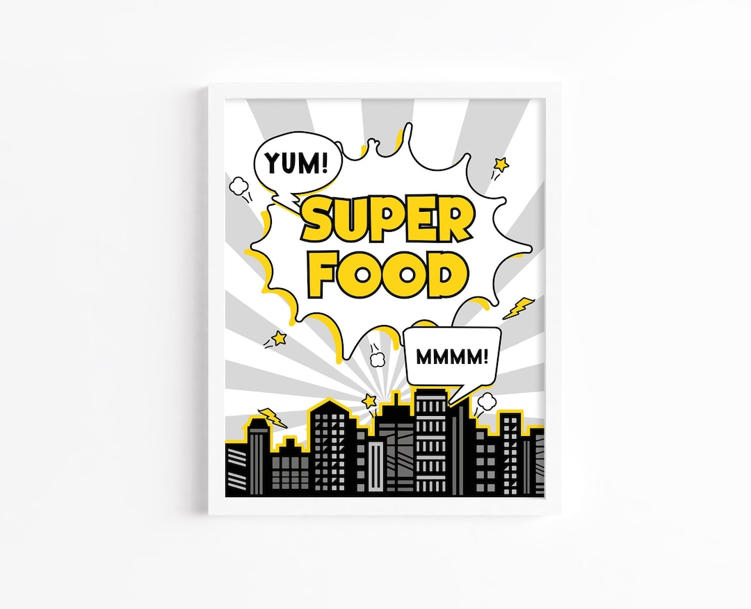 Superhero Birthday 8x10 Sign, Instant Download, Editable Super Food ...
