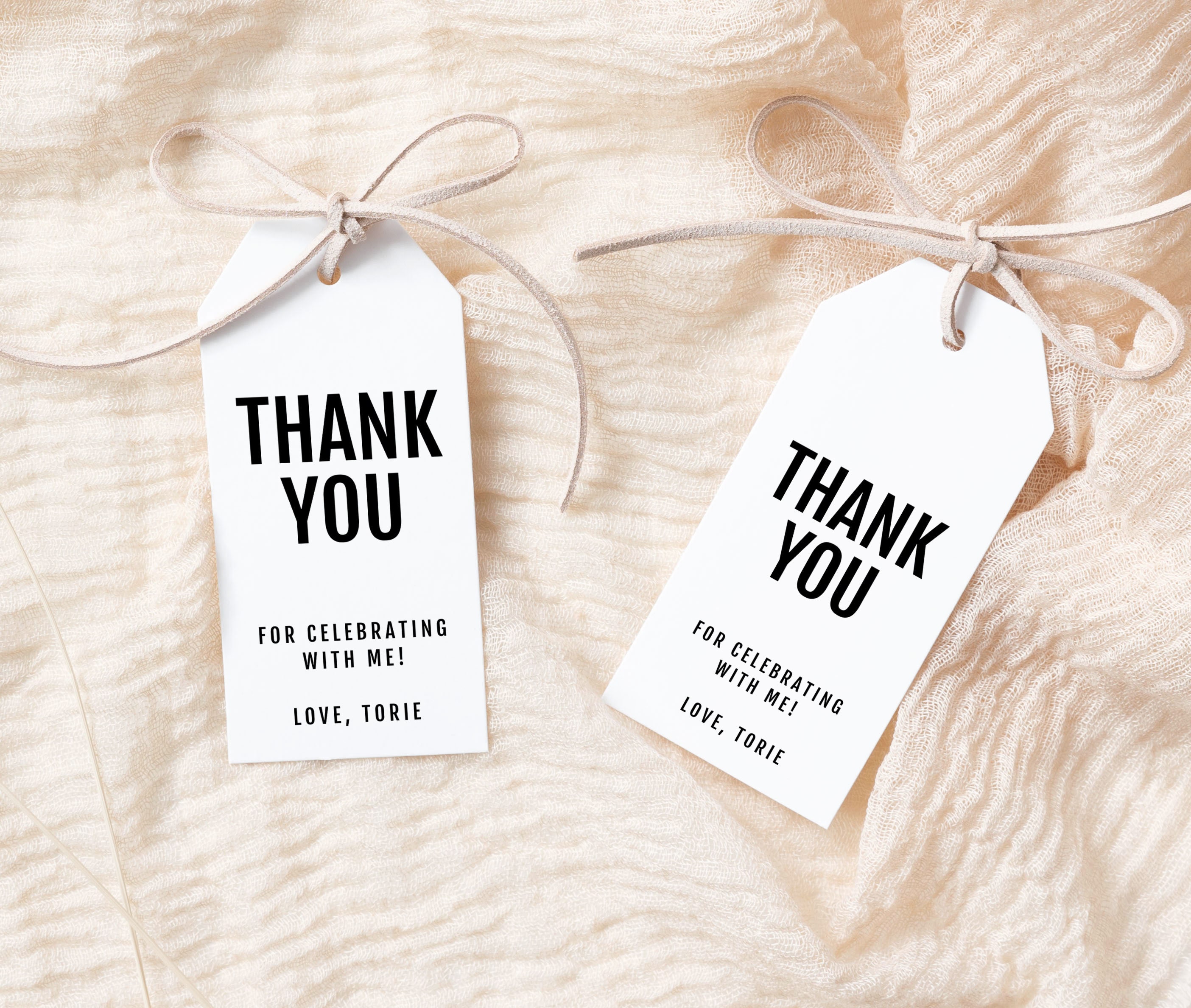 Editable Thank You Tag Birthday Party Favor Tag Minimalist - Etsy Australia