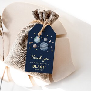 Editable Outer Space Favor Tags Space Birthday Thank You Label ...