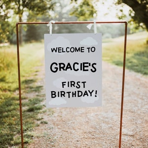 Welcome Sign, Editable Large Banner for Girls Pastel Pink Cloud ...