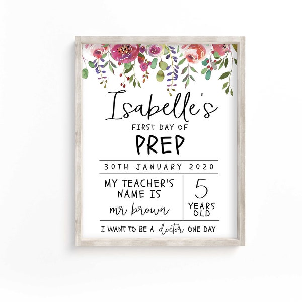 First Day of Prep Sign - Etsy Australia