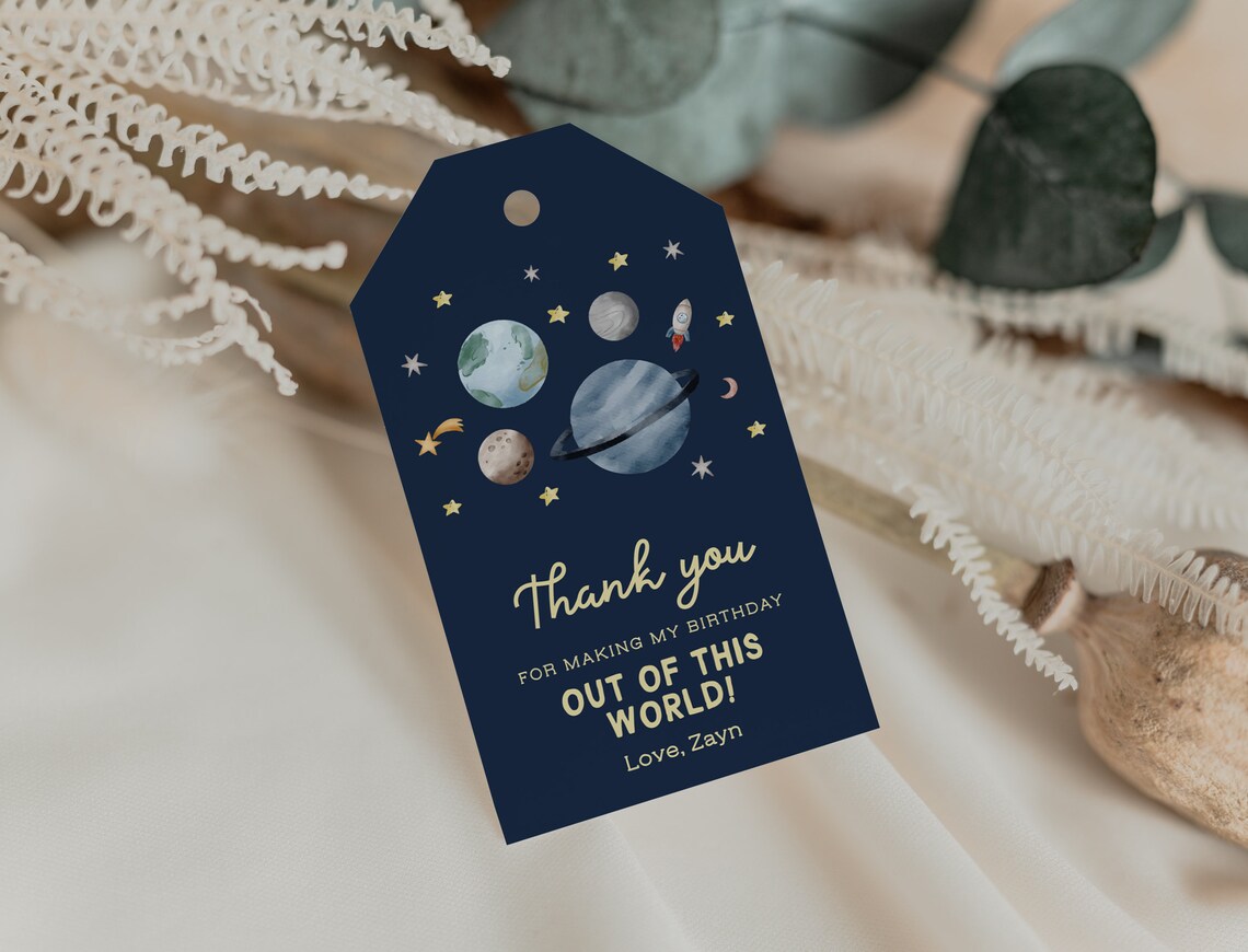 Editable Outer Space Favor Tags Space Birthday Thank You Label ...