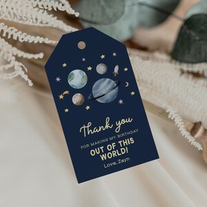 Editable Outer Space Favor Tags Space Birthday Thank You Label ...