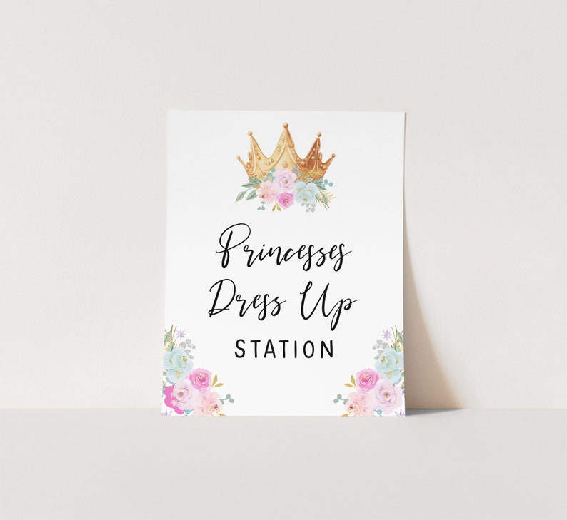 Editable Princess Party Sign Template Princess Dress up - Etsy