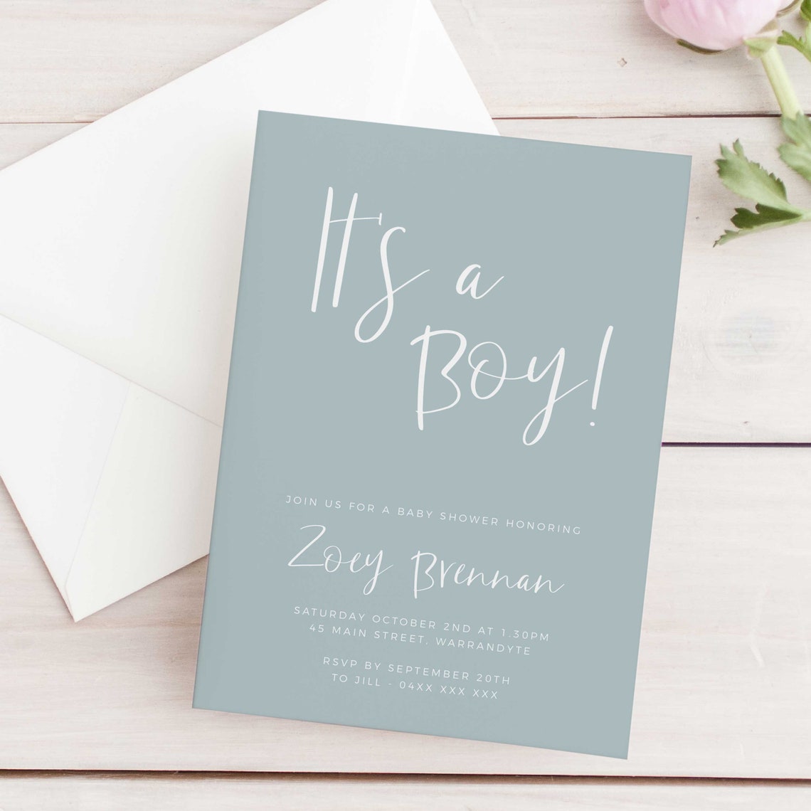 Blue Baby Shower Invitation INSTANT DOWNLOAD Template - Etsy
