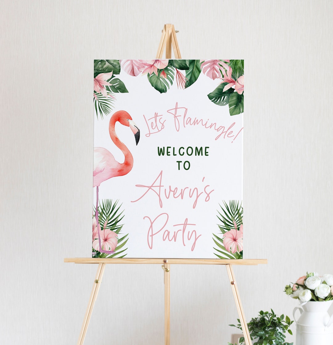 Flamingo Welcome Sign, Instant Download Printable Editable Tropical DIY ...